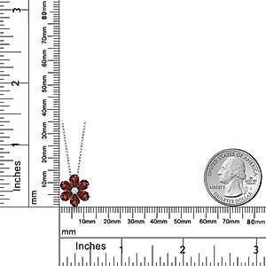 Gem Stone King 925 Silver and 10K Yellow Gold Red Garnet and White Moissanite Pear Shape Flower Pendant Necklace For Women (3.01 Cttw, with 18 Inch Chain)