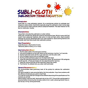 Subli-Cloth Matte Finish Cotton Sublimation Dark & Light Cloth Fabric Sheet Pack 20 Units 21cm x 29cm