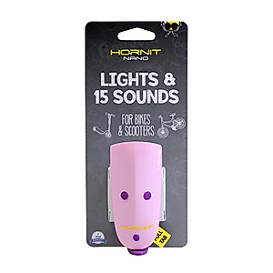 Hornit Mini Nano - Bike & Scooter Horn and Light for Children and Kids - 15 Sound Effects / 3 Light Settings (Pink/Purple)