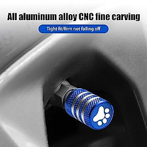 Hawyet 5 PCS Tire Valve Stem Caps, Dog Paw Tire Covers, Aluminum Alloy Car Anti-dust Caps, Universal for Most Cars (Blue)