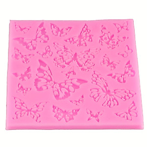 HengKe 2 Pcs Assorted Hollow Butterfly Shape Molds, Fondant Cake Texture Mat, Food Grade Cake Molds,Gum Paste, Fondant, Candy, Icing, Biscuit Decor, Chocolate Bake Ware Baking Tools