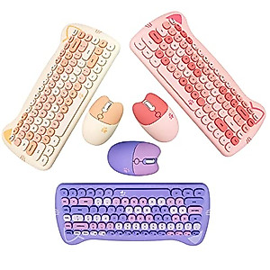 Attoe Wireless Mouse and Keyboard, Cute Cat Keyboard Mouse Combo for Girl Gift,2.4G Cordless Computer Mice with USB Receiver for Laptop PC MAC (Cherry Blossom Pink)…