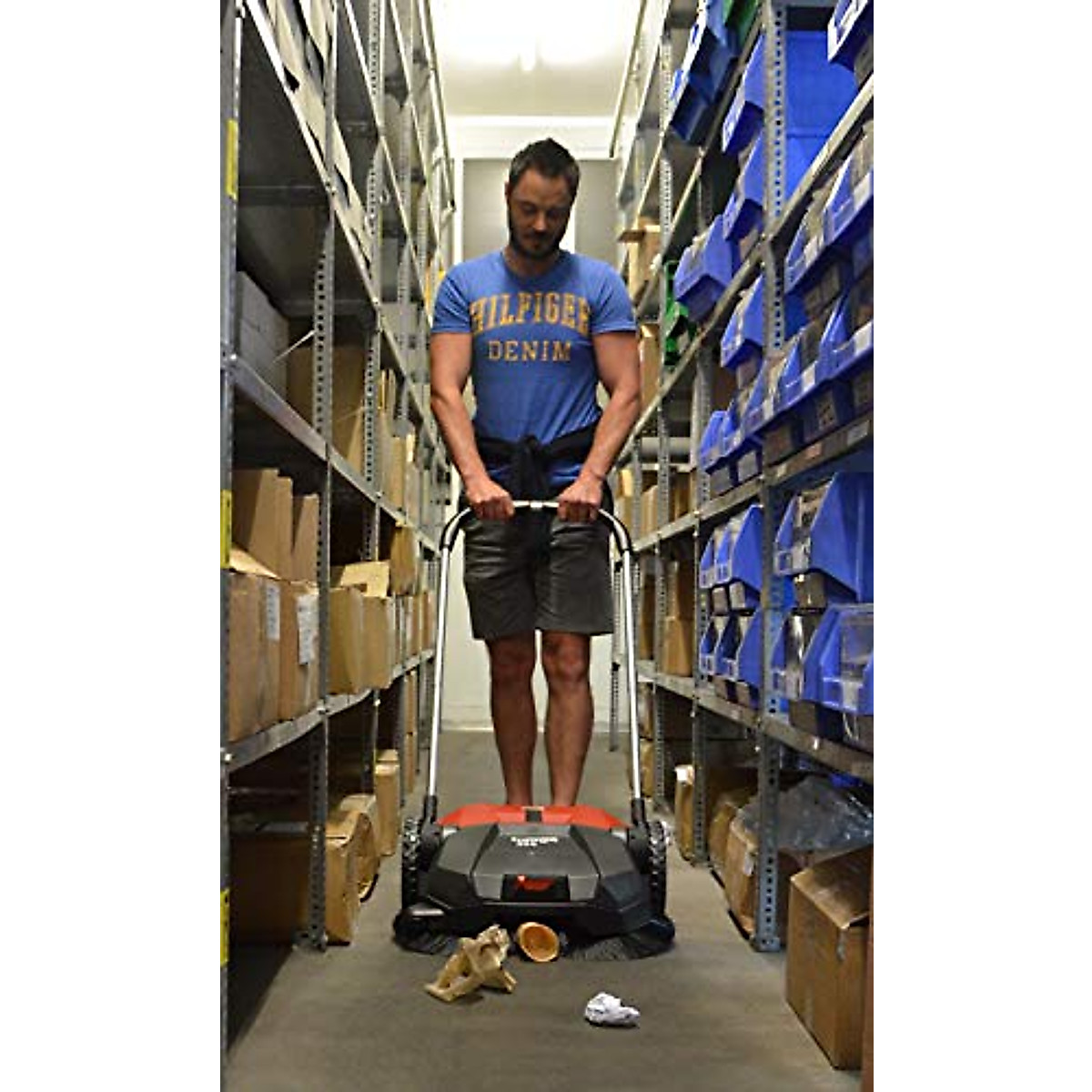 BISSELL BigGreen BG355 Deluxe Triple Brush Push Power Sweeper, 21”, 9 gal Debris Container, 43" Height, 21" Width, Polypropylene, Green