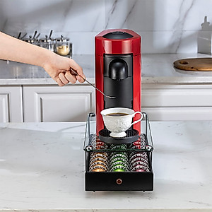 ZCDCP Nespresso Vertuo Pod Holder Coffee Capsule Holder Drawer Black 30 Pods