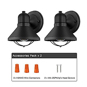 ARPENTER Outdoor Wall Light Fixtures, 2-Pack Wall Sconce in Powder Coated Finish for Front Porch, House, Garage, Rentals, Playhouse