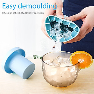 Mini Ice Maker Cup, Cylinder Ice Cube Mold, Small Ice Cube Tray with Lid, Decompress Ice Lattice Molding Ice Cup Press-Type, 60 Ice Cubes Make, Easy-Release