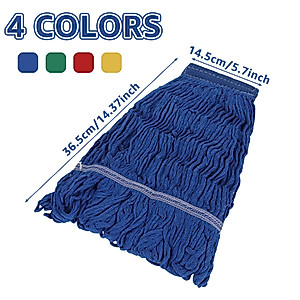4 Pack Commercial String Mop Head, Replacement Heavy Duty Mop Head Refills, Loop-End Mop Head for Cotton Looped End Wet Cleaning Mop Refill for Home, Industrial and Commercial Use (4 Color)