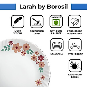 Borosil Gourmet Dinnerware Set For 6, 35 Pieces, White Dinner Plates and Bowls Sets, Chip Resistant Tempered Opal Glass, Stain Resistant, Dishwasher & Microwave Safe Dinner Set For Gifting, Serves 6