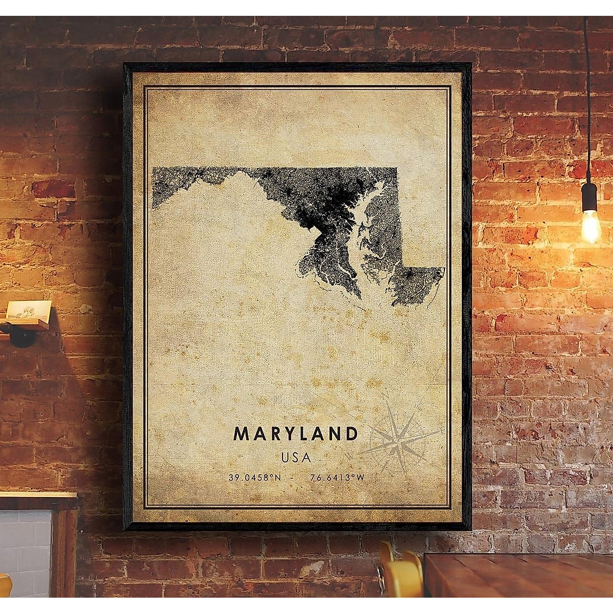 Maryland Vintage Map Print Maryland Map USA Map Art Maryland City Road Map Poster Vintage Gift Map