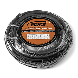 EWCS 4 Gauge Premium Extra Flexible Welding Cable 600 VOLT - Black - 20 Feet - Made in the USA