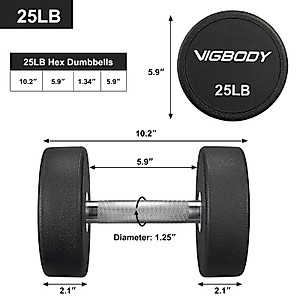 VIGBODY Dumbbell Weights Barbell with Metal Handles for Strength Training, Full Body Workout, Functional and HIT Workout Single