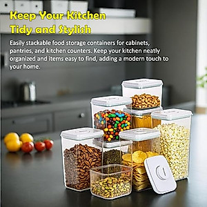 EE Airtight Food Storage Containers Set with Lids - Stackable BPA-Free Containers for Kitchen Pantry Organization, Ideal for Cereal, Snacks, Flour, Sugar, Coffee, and Spaghetti (8-piece)