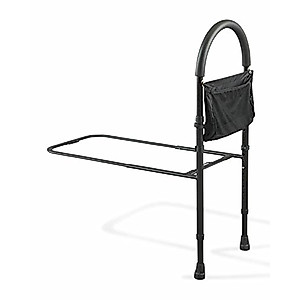 Medline Bed Assist Bar with Storage Pocket, Height Adjustable Bed Rail for Elderly Adults, Assistance for Getting In and Out of Bed at Home