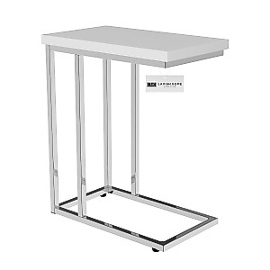 Lavish Home Sofa Side Table Set of 2 – Modern C Shaped End Tables – Laptop Trays or Compact Bedside Nightstands – Space Saving Furniture (White)