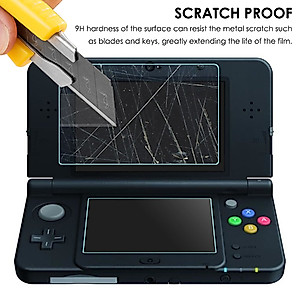 Screen Protector Compatible Nintendo New 3DS, AFUNTA 2 Pack (4 Pcs) Tempered Glass for Top Screen and HD Clear PET Film for Bottom Screen Accessory