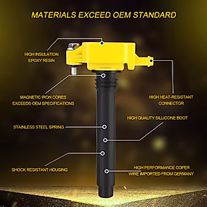 Partselect 6PCS Ignition Coil Pack UF648 C1791 5C1848 Replacement for Jeep Grand Cherokee Wrangler Dodge Avenge Challenger Charger Durango RAM 1500 Chrysler Town & Country VW Routan 3.6L V6 2011-2016