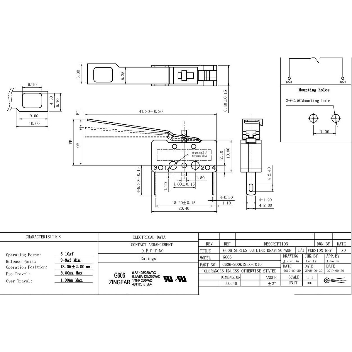 Condensate Pump Replacement Switch Zingear G606 replaces Crouzet 83133169