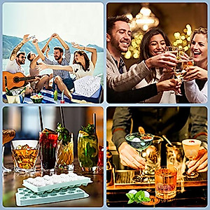 Ball Ice Cube Trays for Freezer: Round Ice Cube Tray with Lid - Circle Ball Ice Trays for Freezer with Bin - Sphere Ice Cubes Mold for Drinks - 4 Packs