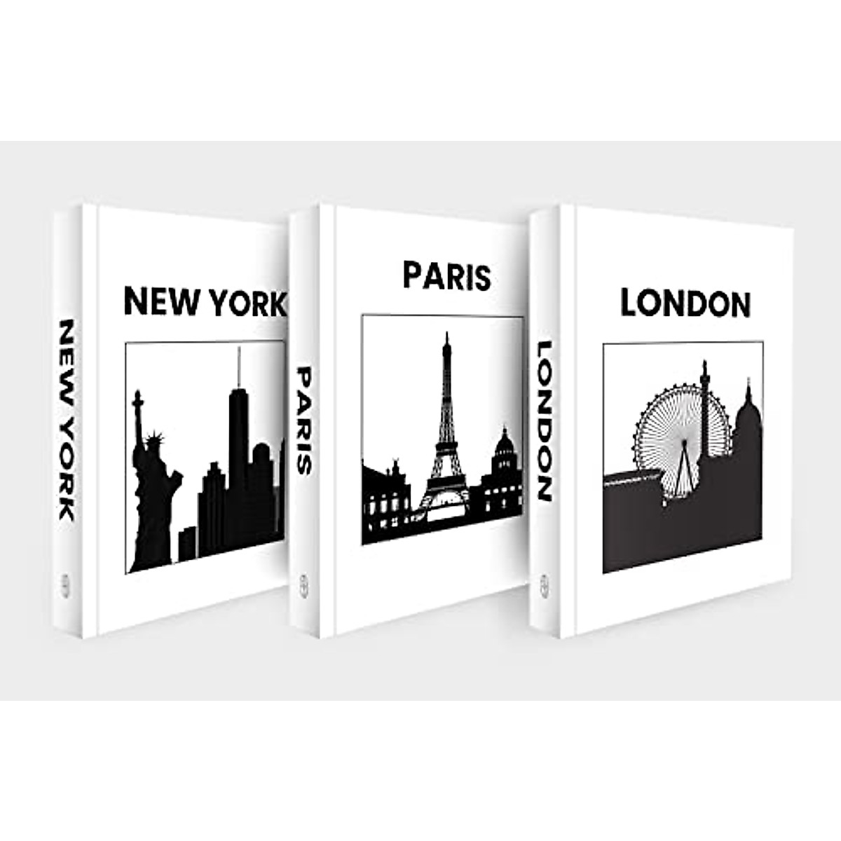 RG Custom Works - Decorative Books - (3 Piece Set) - Timeless, Minimalist, Sleek Design - Paris/London/New York Set - Blank Pages