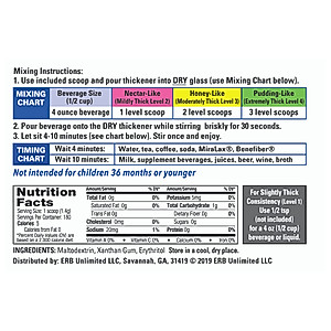 Clear DysphagiAide Thickener Powder - 180 Servings - Liquid and Drink Thickener for Dysphagia, (Nectar Thick Consistency and Honey Thick Consistency), Pack of 1