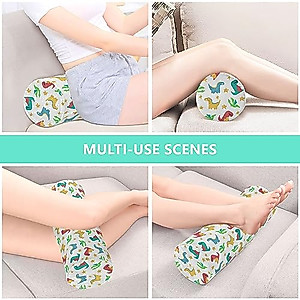 Vnurnrn Dinosaurs Neck Support Pillow Round Neck Roll Bolster Cylinder Pillow Cervical Pillows Body Pillow for Leg Knee Back Head Support for Work Women Men Traveling Headrest