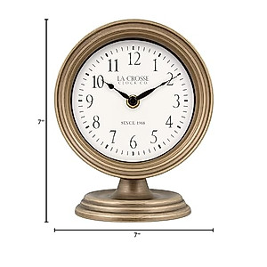 La Crosse 404-3229A 7-Inch Mabel Metal Table Top Quartz Clock, Bronze