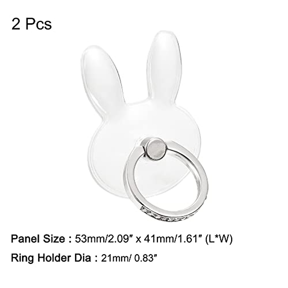 uxcell Transparent Phone Ring Holders, Diamond Clear Finger Grip Stand for Phone, Case, Tablet (Rabbit Shape), 2Pcs