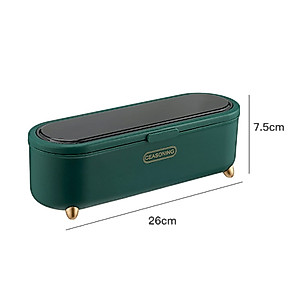 curfair Storage Box Storage Container Convenient Quick Drain Tableware Container with Lid Plastic Silverware Countertop Storage Organizer Kitchen Accessories Chopsticks Box -Green