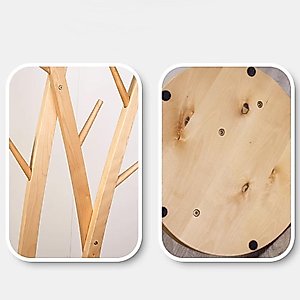 LITFAD Wooden Coat Rack Tree Freestanding Coat Stand with 13 Hooks, Tree Branch Design Clothes Standing Hanger for Multiple Coat and Hats, Coat Tree Rack for Bedroom, Entryway and Office-Black