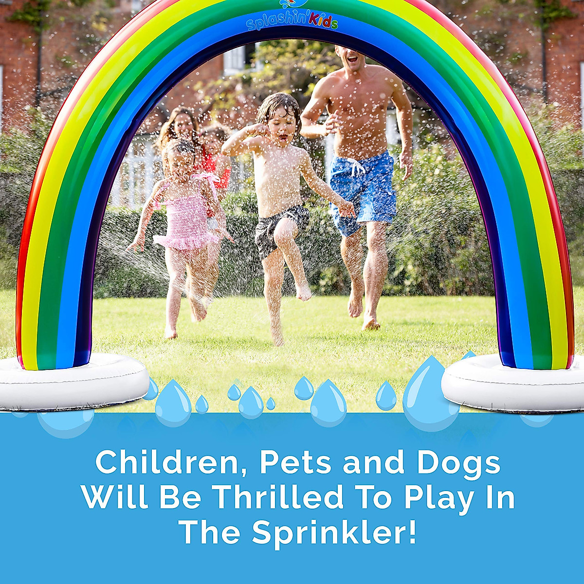 Splashin'kids Outdoor Rainbow Sprinkler Super Toddler Water Toys for Children Infants Boys Girls and Kids Perfect Outside Inflatable Water Park for Summer Fun Watch Video Slip and Slide Splash pad
