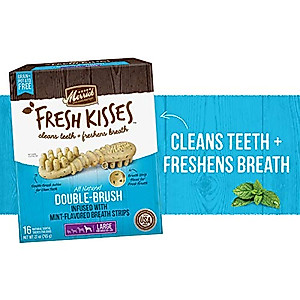 Merrick Fresh Kisses Natural Dental Chews, Toothbrush Shape Treat Infused With Real Mint, For Large Dogs - 22 ct. Box