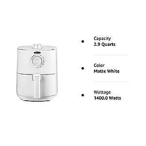 BELLA 3 Qt Manual Air Fryer Oven and 5-in-1 Multicooker with Removable Nonstick and Dishwasher Safe Crisping Tray and Basket, 1400 Watt Heating System, Matte White