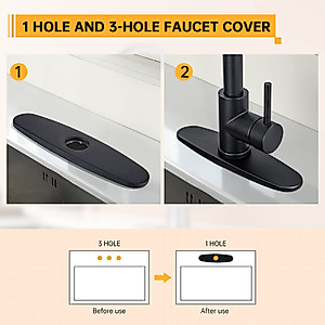 Hiqufet Black Kitchen Faucet with Pull Down Sprayer, Kitchen Sink Faucet with Pull Out Sprayer Fingerprint Resistant Including Escutcheon Plate
