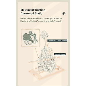 ROBOTIME AMK63 Magic Cello Adults 3D Puzzles -3D Wooden Puzzles for Adults - Wooden Music Box Puzzle to Build - Unique Music Gift Hobby Kits
