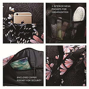 Jadyn 22" Women's Large Duffel/Weekender Bag with Shoe Pocket, Travel Bag (Black Floral)