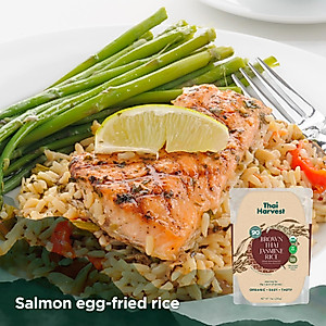 THAI HARVEST 100% USDA Organic Brown Jasmine Rice 7 Ounce (Pack of 8) Microwaveable 90 Seconds Ready to Eat Instant Jasmine Rice for Quick Dinner Meals Zero Preservatives Gluten Free