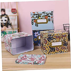 Abaodam 3 Pcs Label Finishing Box Empty Cookie Tin Metal Container Food Jars with Cookie Jar Coffee Bean Canister Valentines Day Gift Tins Kitchen Jars Iron Sheet Old Fashioned Tinplate