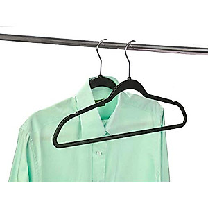 Only Hangers No Flock Space Saving Hangers, Black, Set of 20