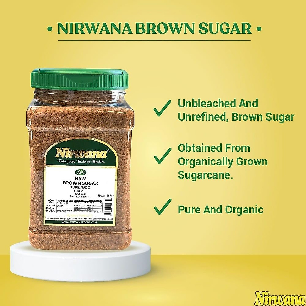 Nirwana Raw Brown Sugar | Perfect for Baking, Cooking & Sweetening | Pantry Staple for Cakes, Cookies, and Coffee - 1.88 LBS - Natural Granulated Sugar, Perfect for Hot & Cold Drinks, Baking, Cooking, Coffee