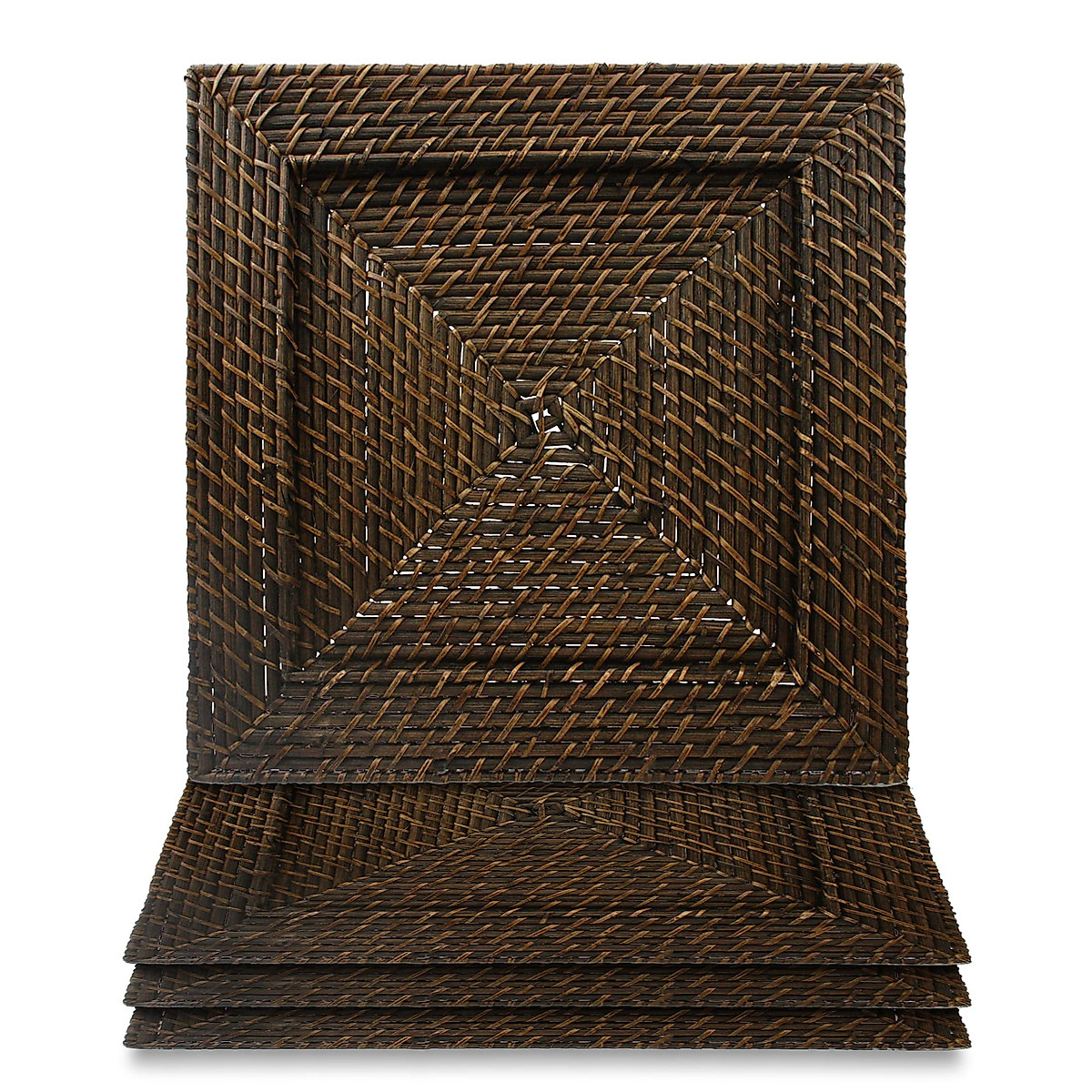 Charge it by Jay Square Rattan Charger Plate Large 13” Decorative Service Plate for Home & Professional Fine Dining Perfect for Upscale Events, Dinner Parties, Weddings, Banquets, Catering, Set of 4