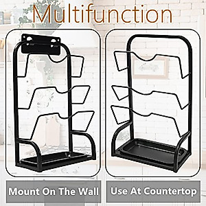 ikare Pot Lid Organizer Rack For Bakeware Pot Lid Holder Organizer Scratch Protection Lid Stand Wall Mounted Pan Lid Holder (Black)