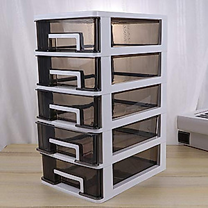 BESPORTBLE Plastic Drawers Small Household Plastic Furniture Double- Layer Storage Cabinet PlasticMulti- Layer Storage Shelf Shoe Storage Box Storag Locker (White Frame and Transparent Black) 3