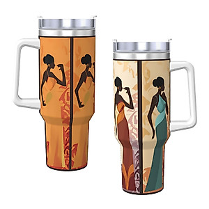 deaokluy 40 OZ Black Girls Ice Bully Cup with Handle and Straw, Double Wall Stainless Steel Tumbler Travel Coffee Cup with Lid, Beautiful Insulation and Cooling Cup for Christmas Birthday Present