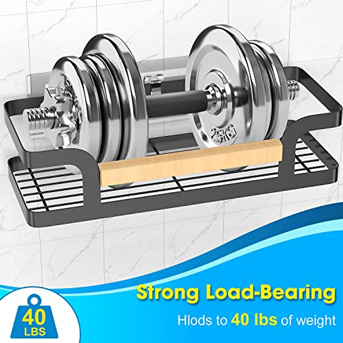 JONYJ Adhesive Shower Caddy 4 Pack, Shower Organizer with 12 Hooks and 2 Soap Holder, No Drilling Shower Shelf for Inside Shower, Kitchen Storage, Bedroom, Living Room, Bathroom