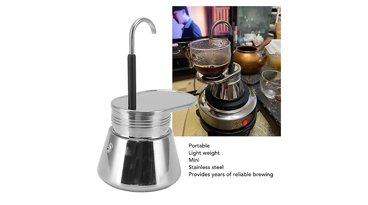 Compact Stainless Steel Moka Pot Espresso Maker