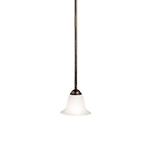 Kichler Dover 5.5" 1 Light Mini Pendant with Alabaster Swirl Glass in Tannery Bronze