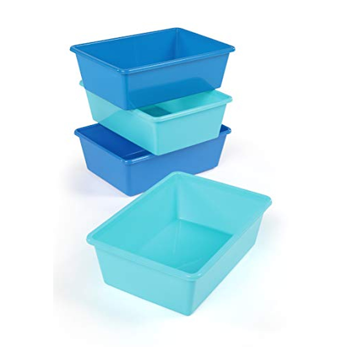 Humble Crew Large Plastic Storage Bins, Set of 4, Navy/Teal
