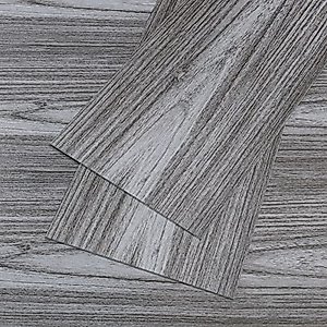 VEELIKE 6''x36'' Grey Oak Wood Peel and Stick Floor Tile Waterproof Bathroom Kitchen Grey Wood Vinyl Plank Flooring 36-Pack, 54 Sq. Ft, Self Adhesive Laminate Flooring for Living Room Bedroom RV