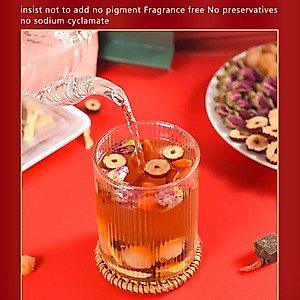 500g/17.6oz Brown Sugar Ginger Jujube Tea, with Brown Sugar Cube, Shredded Ginger, Jujube, Wolfberry, Longan, Red Rose, No Added, 20 Counts, for Women