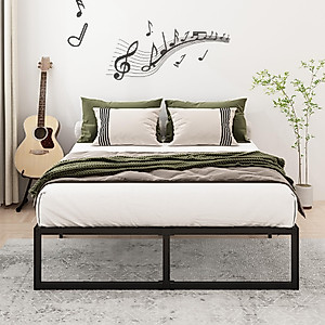 Lutown-Teen 14 Inch California King Bed Frames No Box Spring Needed Heavy Duty Metal Cal King Platform for Mattress Foundation, Noise Free, Easy Assembly, Black